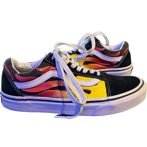 Vans | Shoes | Oldschool Low Top Fire Vans | Poshmark